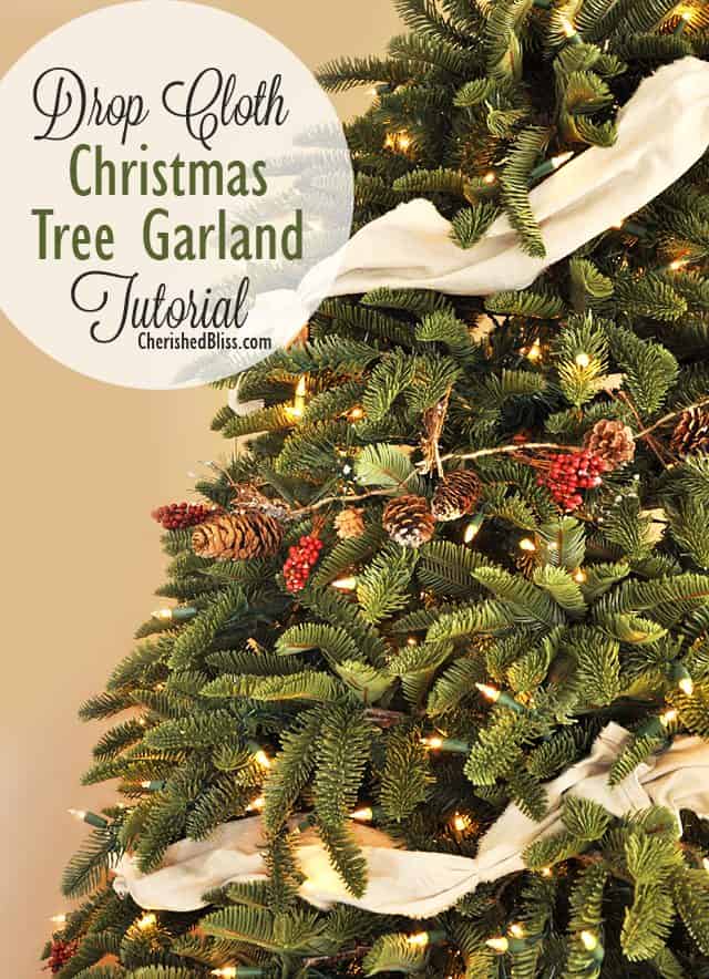 How to Make a Christmas Tree Garland with a Drop Cloth - The Crafty ...