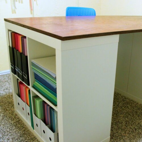 Budget Friendly DIY Crafting Table with Kallax IKEA - The Crafty Blog ...