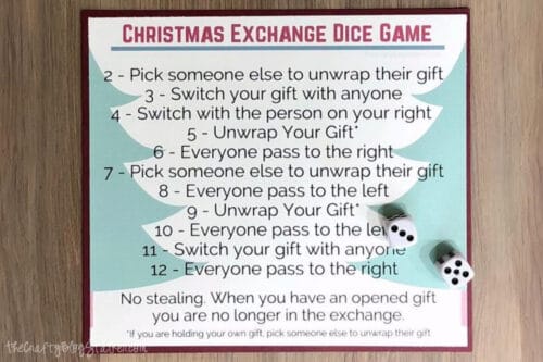 Printable Christmas Dice Gift Swap Game - The Crafty Blog Stalker