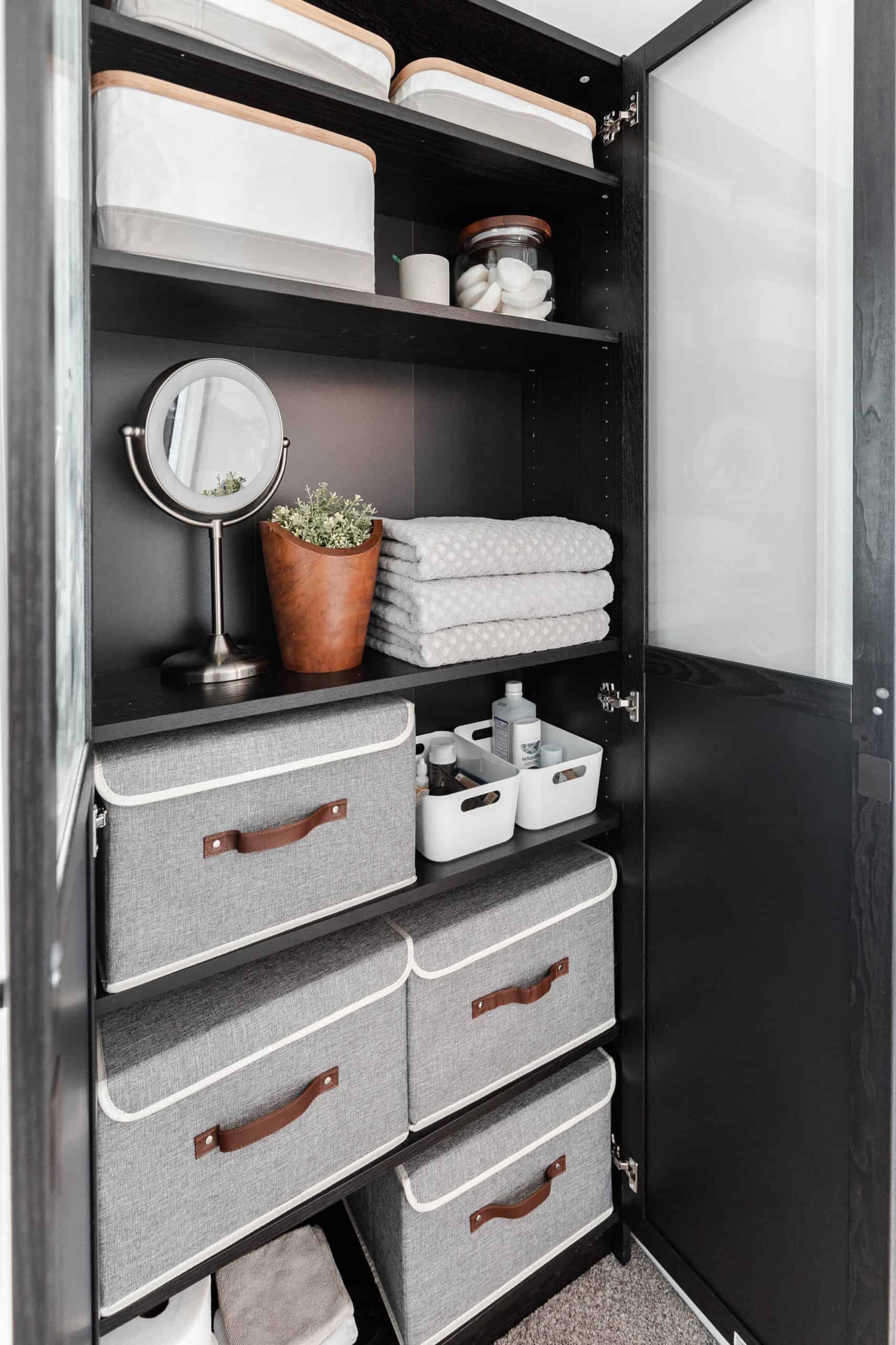 IKEA Billy Bookcase Hack for Linen Closet Storage