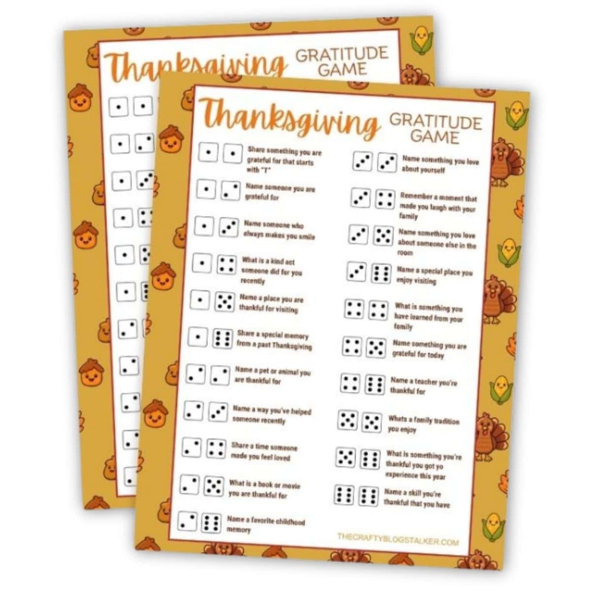 Thanksgiving Gratitude Game Free Printable Card