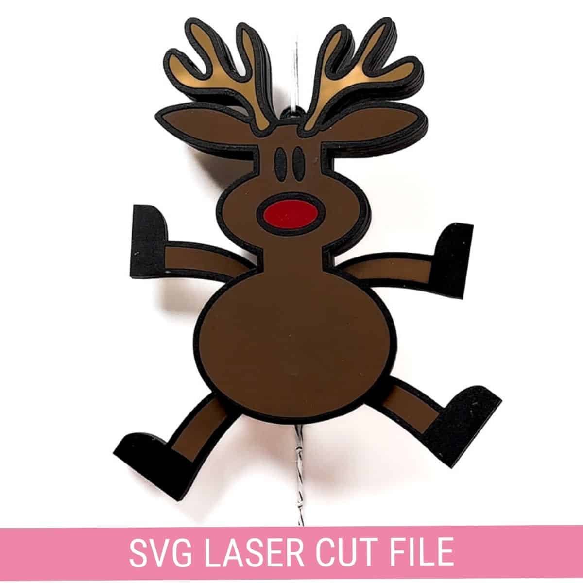 Rudolph Reindeer Pull String Oranment Laser File - The Crafty Blog Stalker