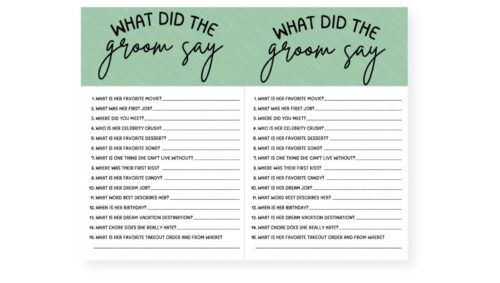 Easy What Did the Groom Say Bridal Shower Game PDF
