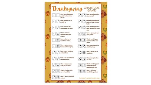 Thanksgiving Gratitude Game Free Printable Card