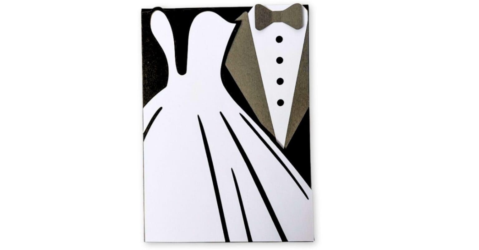 DIY Bride and Groom Wedding Card with Cricut
